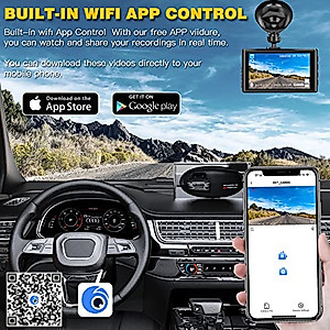 4K Dash Cam Front with SD Card, Kussla WiFi Dash Camera for Cras, 2160P Dashcam for Cars with App Control, Super Night Vision Car Camera, WDR, G-Sensor, Loop Recording, Parking Monitor