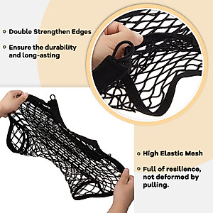 Frienda 2 Pieces Stretchable Small Cargo Net Pocket Storage Mesh Net Elastic Automotive Storage Pouch with 8 Pieces Mounting Screws and Hooks for Truck Car SUV Boats(25 x 9.8 Inches)
