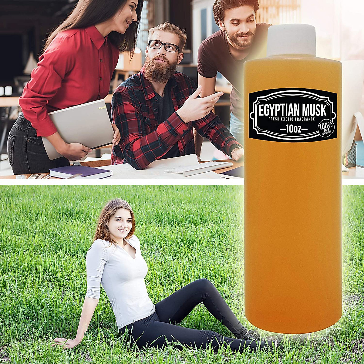 Bargz Light Brown Egyptian Musk Body Oil Scented Fragrance Perfume for Men and Women (10oz)