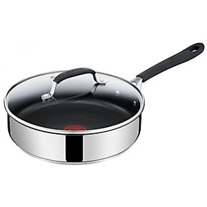 Tefal Jamie Oliver Quick & Easy E3033344 Stainless Steel 25cm Induction Saute Pan With Glass Lid