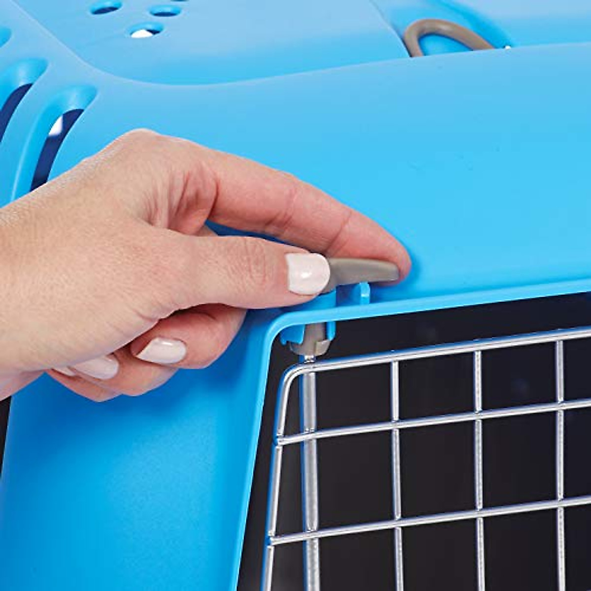 MidWest Homes for Pets Spree Travel Pet Carrier, Dog Carrier Features Easy Assembly and Not The Tedious Nut & Bolt Assembly of Competitors, Blue, 24-Inch Small Dog Breeds (1424SPB)