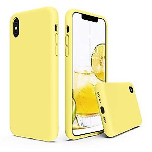 SURPHY Designed for iPhone Xs Max Case, Thickened Liquid Silicone Phone Case for iPhone Xs Max 6.5 inches, Yellow