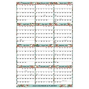 2024 Wall Calendar - Yearly Wall Calendar 2024, January 2024 - December 2024, 22.4" x 34.6", Year Calendar 2024 with Julian Date, Paper Folded Wall Calendar, Large Wall Calendar with 12 Months One Page, Vertical