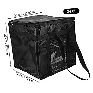 Zerodeko Cooler Box Food Carrying Bag Food Warmer Bag Heated Pizza Bags Food Bag Portable Cooler with Lid Insulated Bags for Foldable Grocery Bags Grocery Shopping Bag Aluminum Film Black