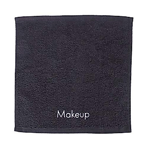 Embroidered Black Makeup Washcloth Set of 6, 13X13, 100% Cotton