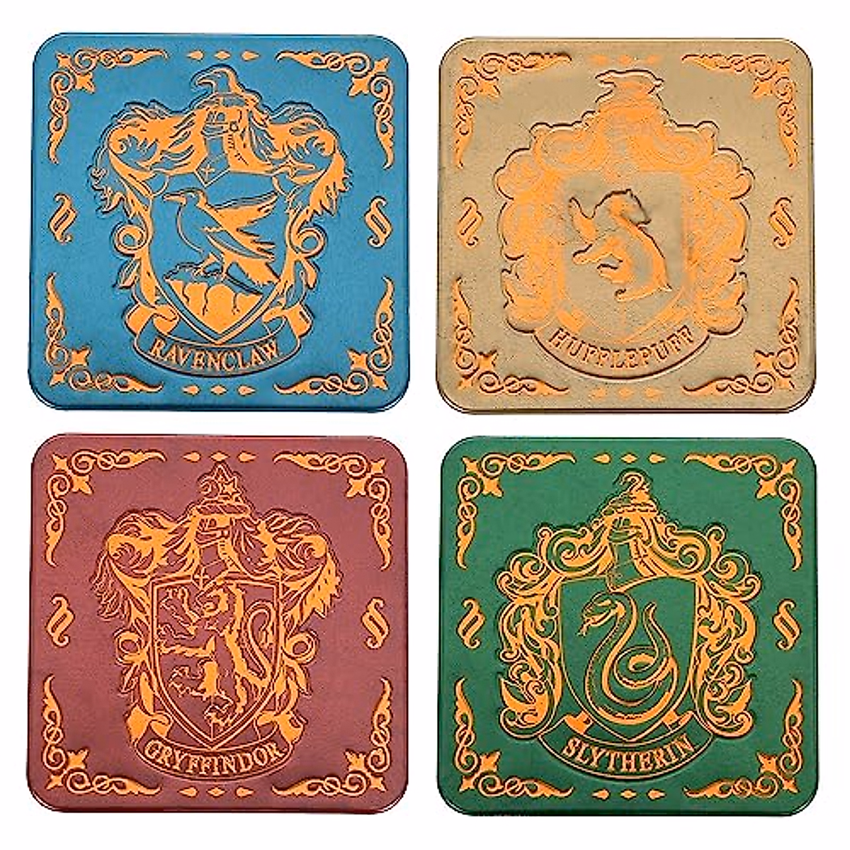 Paladone Harry Potter Coasters for Drinks - Hogwarts Crest Design - Premium Metal Drink Coasters