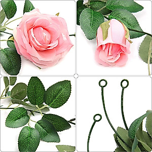 U'Artlines 5 Pack Artificial Pink Rose Vines Floral Garlands Total 32.5 Ft Fake Vine Silk Flower Garland for Indoor Outdoor Home Wedding Arch Garden Wall Decoration