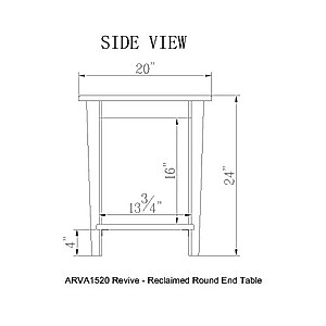 Alaterre Renew Reclaimed Wood 20" Round End Table, Natural, Living Room Furniture, Storage & Shelf, Bottom Shelf, Unique Wood Characters, New/Reclaimed Wood, Modern, Rustic, Industrial
