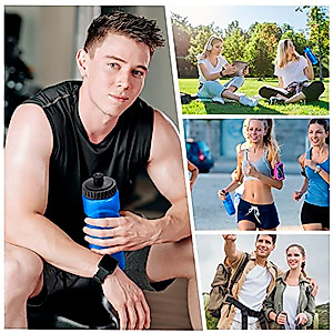 Mimorou 12 Pack 25 Oz Sports Water Bottles, Plastic, Blue, Reusable, Leakproof, Lightweight, BPA Free, for Travelling, Yoga, Cycling, Fishing, Basketball, Hiking