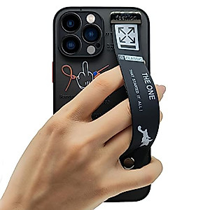 YIJIBANG for iPhone 14 pro max case with Design Basketball Sports Shoes Pattern Slim Thin Clear Hard Back Shockproof with Adjustable Wristband Kickstand Loopy Phone Cover Men Boys Cool White Black