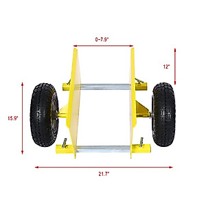 Heavy Duty Adjustable Panel Dolly with Pneumatic 10" Wheels, 600LBS Load Bearing (Yellow)