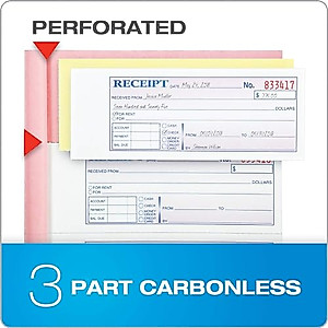 Adams Money and Rent Receipt Book, 3-Part, Carbonless, White/Canary/Pink,7 5/8" x 10 7/8", 100 Sets per Book (TC1182) (12 pack) (two 6 packs)