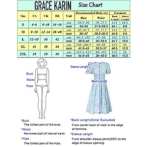 GRACE KARIN Women's Summer Puff Sleeve Flowy Dress 2023 V Neck Smocked Boho Floral A Line Tiered Midi Dresses Orange Pink