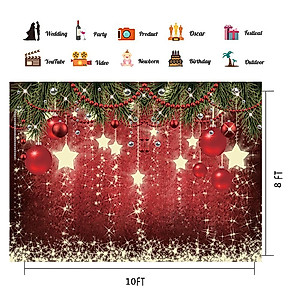 CHAIYA 10x8ft Christmas Red Photography Backdrop Christmas Theme Backdrop New Year Decoration Background Family Party Baby Shower Decorations CY-128