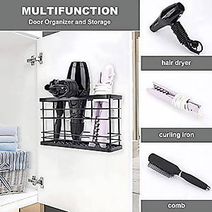 Hair Dryer Holder Hair Tool Organizer Wall Mounted/Cabinet Door,Anti-Rust Coating Hair Styling Tools,Bathroom Storage Organizer for Blower Dryer,Flat Irons,Curling