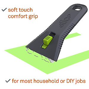 Slice 10593 Regular - Auto-retractable, Utility Scraper, Ceramic Blade Automatically Retracts, Rust Free, Finger Friendly, Soft-Touch Comfort Grips Reduce Strain, 1 Pack