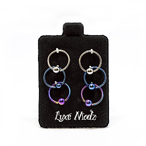 BodyJewelryOnline Captive Bead Ring 6pc 18G Anodized Titanium Nose Lip Ear Cartilage Septum CBR