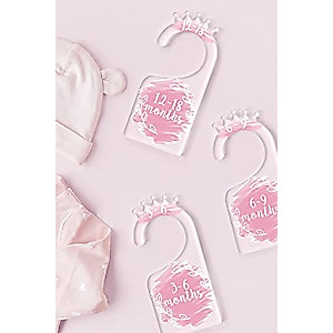 OneDream Baby Closet dividers Hanger separators - Set of 7 Baby Clothes dividers for Closet from Newborn to 24 Months, Acrylic Infant Clothes Divider (Pink)