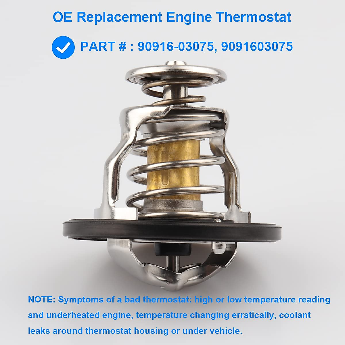 Engine Thermostat, Replace 90916-A3003, 90916A3003, 90916-03129 Compatible with Toyota Lexus - Avalon, Camry, Corolla, Highlander, Matrix, RAV4, Sienna, Solara, Tacoma, LS400, GS300, Yaris, More