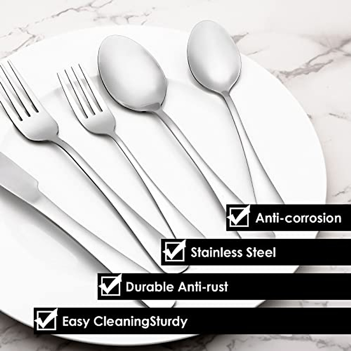 Moretoes 20Pcs Silverware Set for 4, Stainless Steel Cutlery Set, Mirror Polished Flatware Sets for Home and Restaurant, Include Knife Fork Spoon Set, Dishwasher Safe