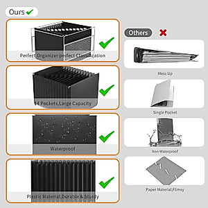 Plastic Expanding Hanging File Folders Letter Size,13 Expandable Pockets,Colored and Blank Tabs,Innovative Accordion Hanging Folder for Filing Cabinet,Fun Storage Office Supplies,Black