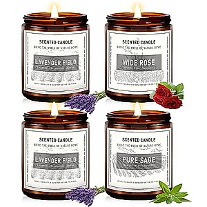 Candles for Home Scented, Candles Set for Women, 28 oz 200 Hour Long Lasting Aromatherapy Amber Jar Candles for Women, Valentine, Mother's Day Anniversary Present