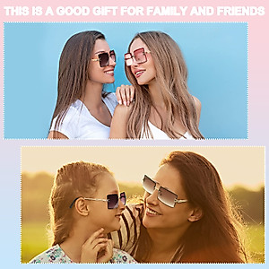 Konohan 8 Sets Rimless Rectangle Sunglasses Vintage Transparent Rectangle Glasses Eyewear Frameless Square Glasses(Classic Color)