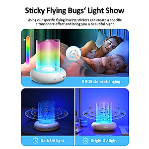 Camfeast 360° Flying Insect Trap with 60h USB Rechargeable Battery, Get-rid Food, Plant Fruit-Fly Killer, Night Light Catcher for Gnat, Noseeum, Flies, Housefly, Trap on Indoor House, Insectos Trampa