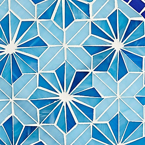 Teal Island Designs Blue Star Modern Black Metal Round Outdoor Accent Side Table 14" Wide with Lower Shelf Mosaic Tabletop Gracefully Curved Legs for Porch Patio Home House Balcony Spaces Deck