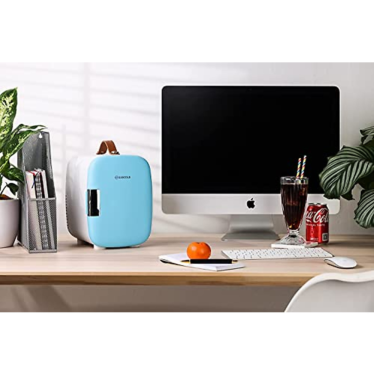 Subcold Pro4 Luxury Mini Fridge Cooler 4 Litre / 6 Cans AC & Exclusive USB ECO Power Option | Portable Small Refrigerator For The Office, Bedroom, Car, Travel, Skincare & Cosmetic (Blue)