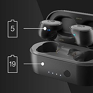 Skullcandy Sesh Evo True Wireless In-Ear Bluetooth Earbuds Compatible with iPhone and Android / Charging Case and Microphone / Great for Gym, Sports, and Gaming IP55 Water Dust Resistant - Black