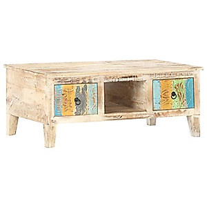 QJBSAVVA Coffee Table 39.4"x21.7"x15.7" Rough Acacia Wood,Center Table Low Table Folding Table Entrance Table Suitable for Meeting Rooms, Reception Rooms, Offices