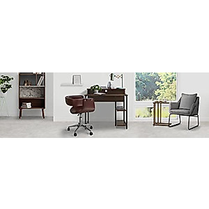 Teamson Home Nathan 35" Modern Wood Home Office Study Computer Desk with Shelves for Small Spaces, Brown