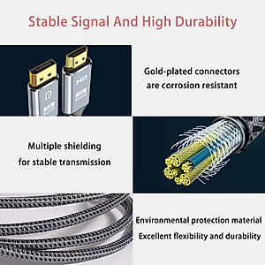 Pizucb 4K DisplayPort to HDMI Cable 6FT, High Speed Unidirectional DP to HDMI Adapter, 4K@30Hz, 2K@60Hz, 1080P Full HD Compatible with HP DELL Monitor Lenovo Projector HDTV
