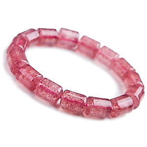 DUOVEKT Natural Strawberry Quartz Bracelet for Women Men Anniversary Party Love Gift Red 13x10mm Beads Red Crystal Gemstone Fashion Bracelet AAAA