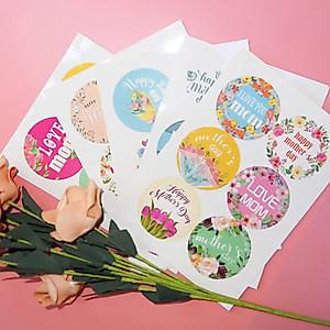 HADDIY Happy Mothers Day Stickers,144 Pcs 2 Inches Floral Mom Labels Stickers in Bulk for Mother's Day Cards,Cookies,Envelopes Seals,Flowers and Gifts Wrapping Decoration
