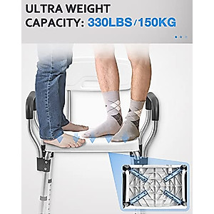 Sangohe Shower Chair for Inside Shower, Heavy Duty Shower Seat with Back, Shower Chair for Bathtub with Arms for Handicap, Shower Seats for Elderly with Bath Ball and Wall-Mount Handle, 796C-B