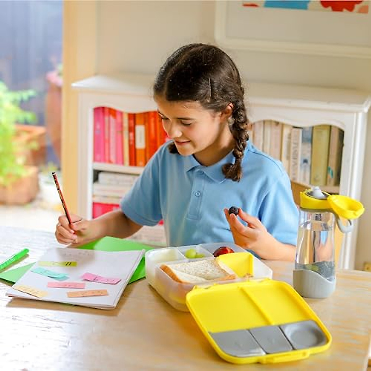 b.box Oversized Lunch Box for Kids: Bento Box w/ 4 Compartments (2 Leak Proof), Removable Divider & Gel Pack. Ideal for Big Eaters 3+. School Supplies, 8½ Cup Capacity