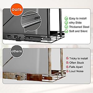 Feidyns Pull Out Trash Can Under Cabinet, Under Sink Garbage Can Pull Out Slider for Kitchen Cabinet Garbage Can, Under Sink Trash Can for 10 Gallon Trash Can, Trash Can Not Included (Black Ink)