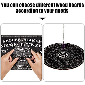 Threan Pendulum Dowsing Divination Board with Amethyst Set Metaphysical Message Crystal Pendulum Necklace Wooden Spirit Board Talking Board with Planchette for Wiccan Supply(Star Style)