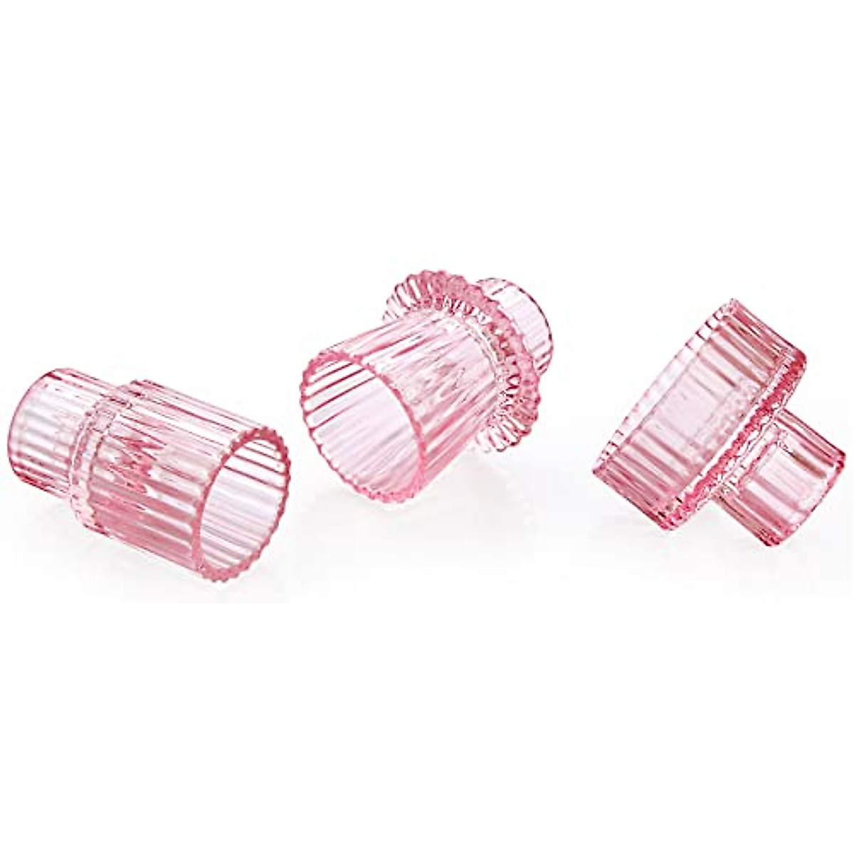 Vixdonos Pink Candlestick Holders Set of 3 Glass Candle Holders for Taper Candles,Pillar Candles and Tealight Candles