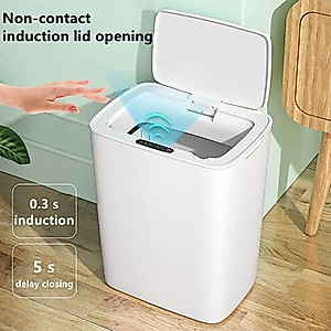 ENFILY Automatic Infrared Motion Sensor Trash Can with Lid, 3.7 Gallon/14 L Smart Electric Touchless Handsfree Kick Garbage Bin, USB Rechargeable Waste Container With 75 Counts (5 Rolls)Drawstring Trash Bag