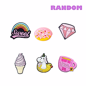 CXPHT 35,50,100 Pcs Random PVC Shoe Charms,Garden Shoes Cute Shoe Charms Wristband Bracelet Decoration with Different Designs Shape for Girls,Boys and Adult Party Gift(50)