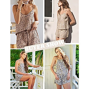 Ekouaer Women Leopard Pajamas Camisole Short Sets 2 Piece Pj Nightwear Sleepwear