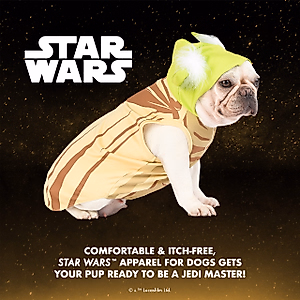 Star Wars for Pets Yoda Costume for Dogs, Small (S) | Hooded and Comfortable Green Yoda Dog Costumes for All Dogs | Dog Halloween Dog Costume for Small Dogs | See Sizing Chart for More Info