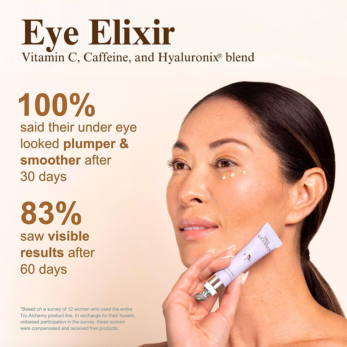 Tru Alchemy Eye Elixir Cooling Eye Treatment Cream - Dark Circle Eye Cream for Puffiness and Bags Under Eyes - Caffeine, Hyaluronic Acid, Vitamin C