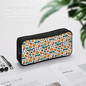 Autumn Pumpkins and Cars Pencil Case Makeup Bag Big Capacity Pouch Organizer for Office College