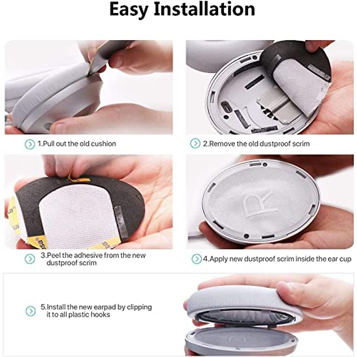 Noise Cancelling 700 Earpads Replacement Ear Pads Protein PU Leather Ear Cushion Compatible with Bose NC700 Bose Noise Cancelling 700 Bluetooth Headphones （White