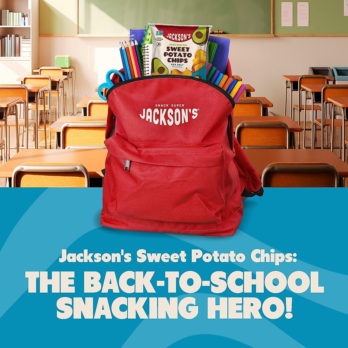 Jackson’s Sweet Potato Kettle Chips with Sea Salt made with Premium Avocado Oil (1.5 oz, Pack of 10) - Allergen-friendly, Gluten Free, Peanut Free, Vegan, Paleo Friendly - Shark Tank Product