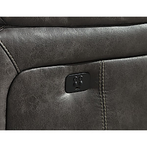 Signature Design by Ashley Dunwell Adjustable Power Rocker Reclining Sofa with USB Charging, Gray